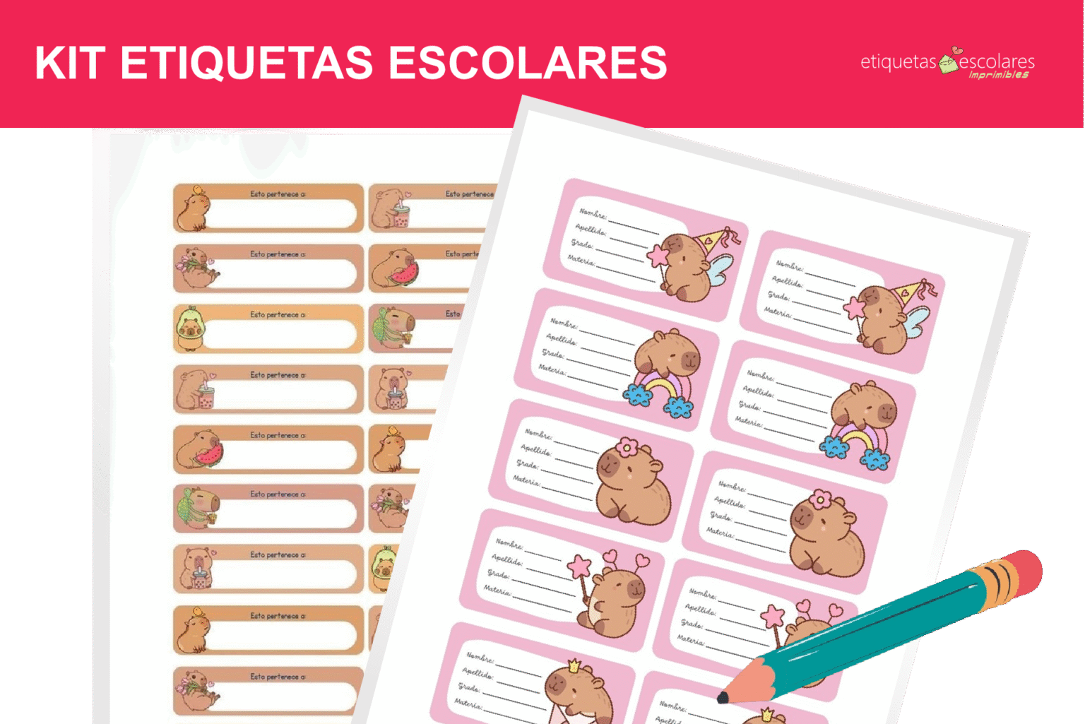 Etiquetas escolares de Capibara [Editar, Imprimir, Descargar]